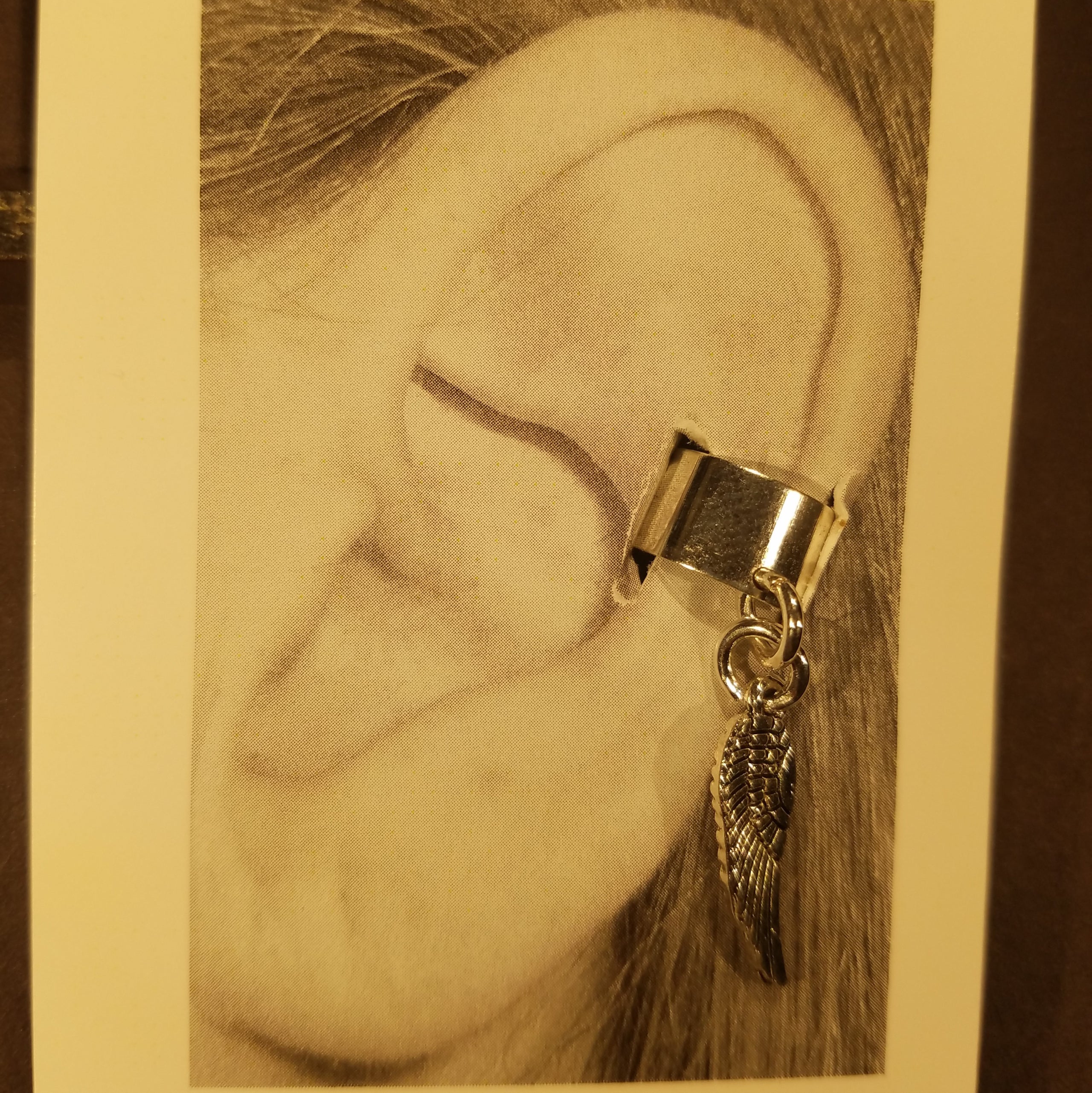 Ear Art OnLine - Silver Plated metal band Ear Cuff with attached Wing ...